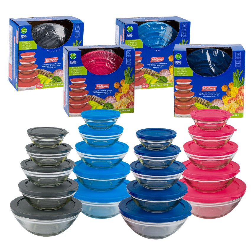10pc Mr. Handy Glass Bowl Set - Costless WHOLESALE - La Habra - Orange ...