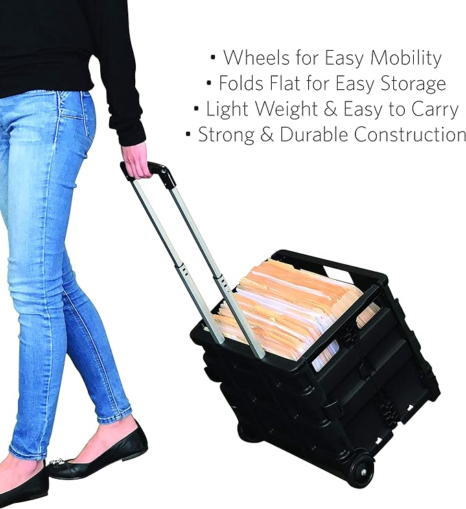 Glad Foldable Rolling Pull Cart with Telescopic Handle | Heavy Duty ...